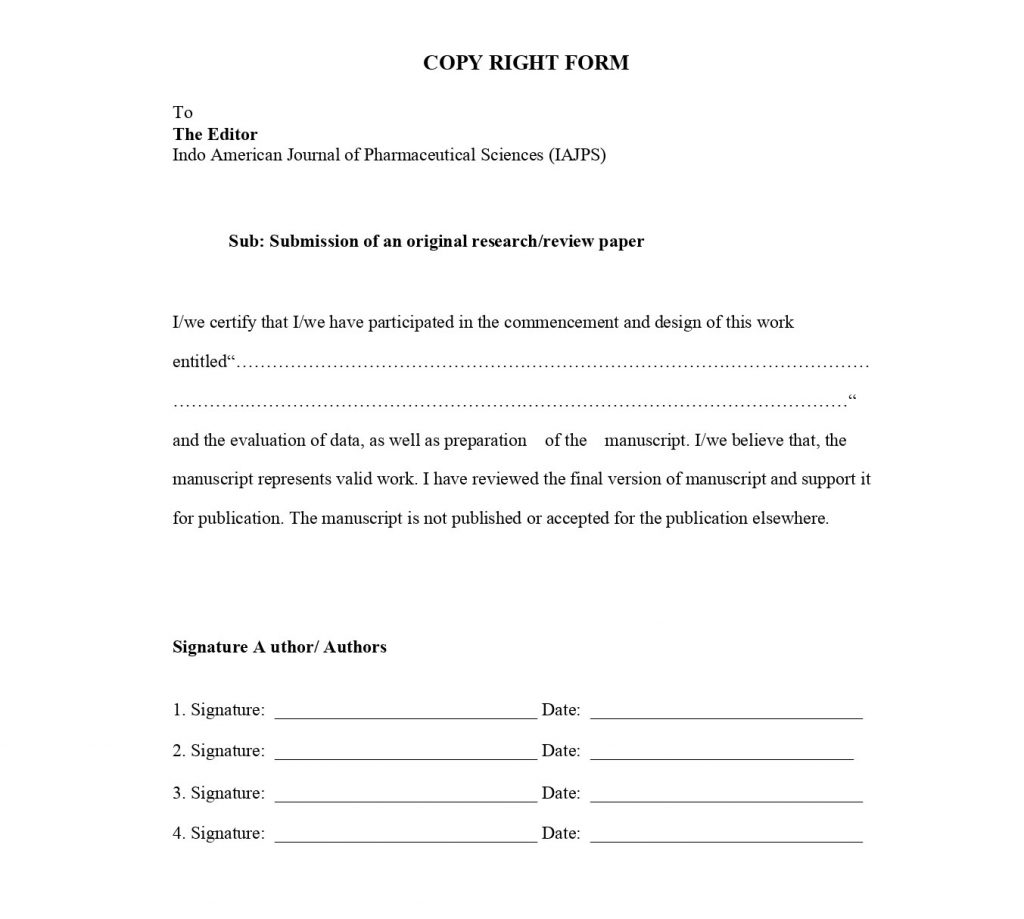 Instructions to Author - INDO AMERICAN JOURNAL OF PHARMACEUTICAL SCIENCES